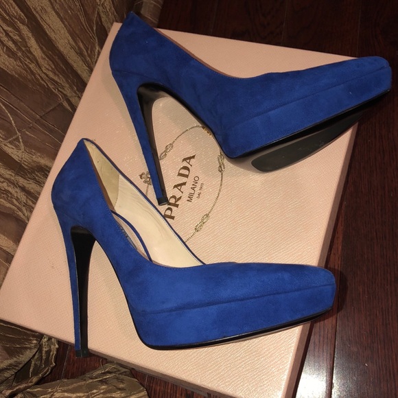 Prada | Shoes | Prada Royal Blue Suede Platform Pumps | Poshmark